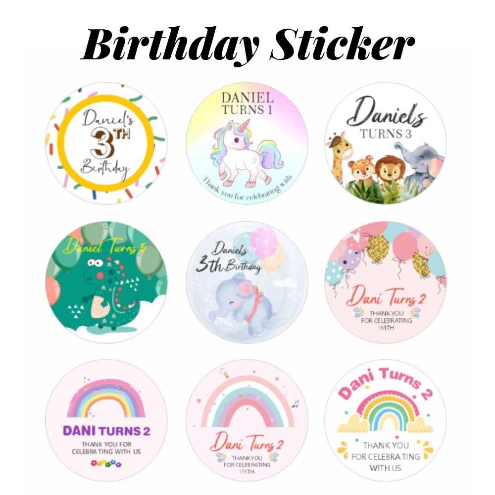 【Buy 48 Get 10 Free】Personalised Custom Birthday Sticker - Full Month ...