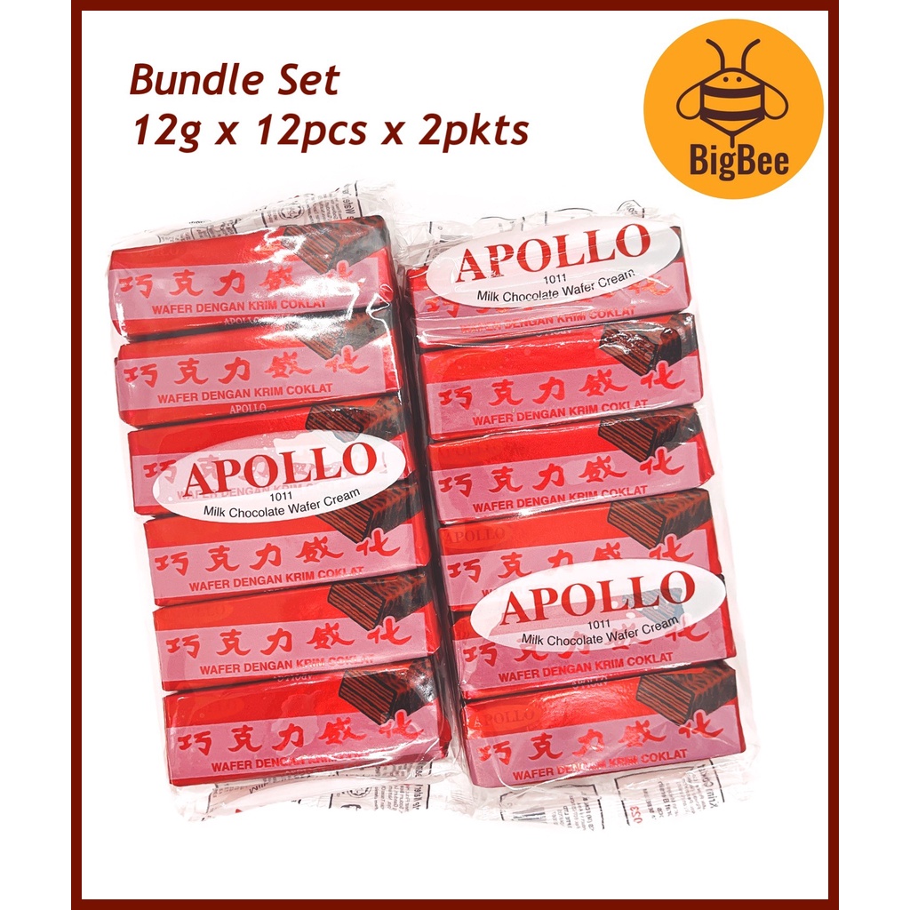 Apollo Wafer - 12g x 24pcs Milk Chocolate Wafer Cream / Milk Wafer ...