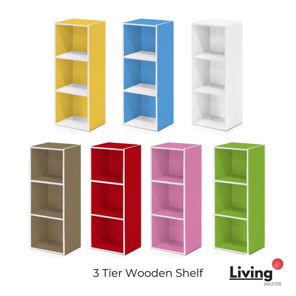 Multiple Color 3 Tier Multipurpose Wooden Rack Book Shelf Wooden Book ...