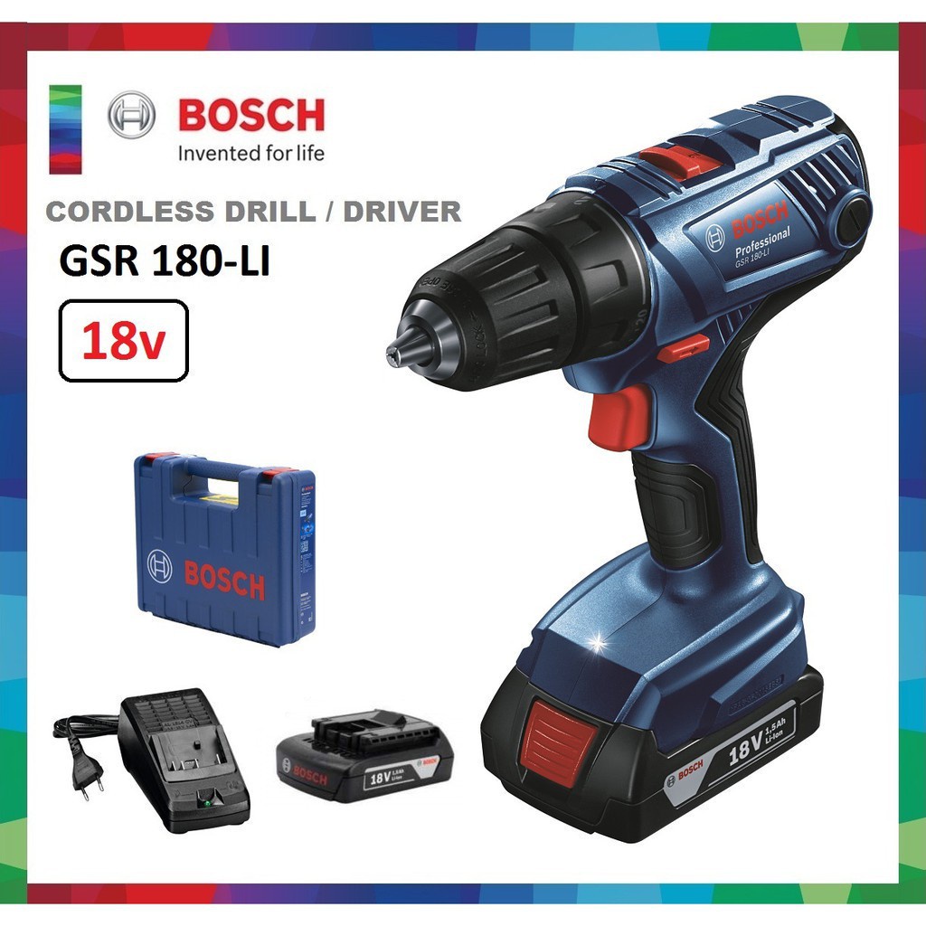 BOSCH GSR180-LI Cordless Drill Driver 18V/ Battery Handheld Drill ...