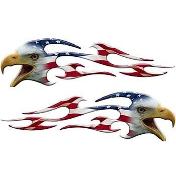 2xWeston Ink Screaming Eagle Head Tribal Flame Graphic Kit with ...