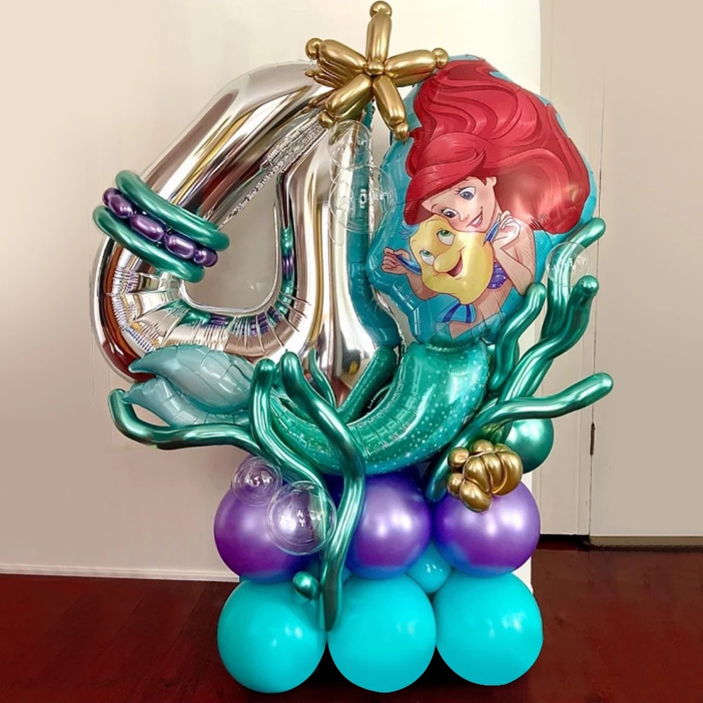 29pcs/Lot Princess Mermaid Ariel Foil Balloons 32inch Number Balloons ...