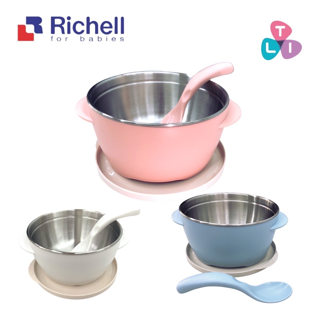 Japan Richell TLI Double Detachable Stainless Steel Bowl (With Lid ...