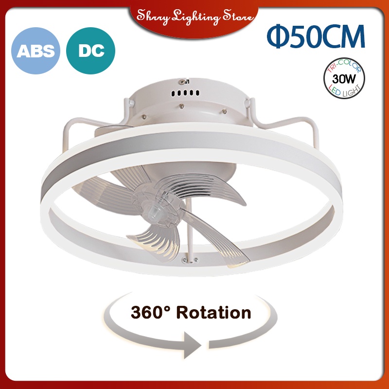 【Shrry Lighting】360°Rotation Ceiling Fan With Light (LED 60W Tricolor ...