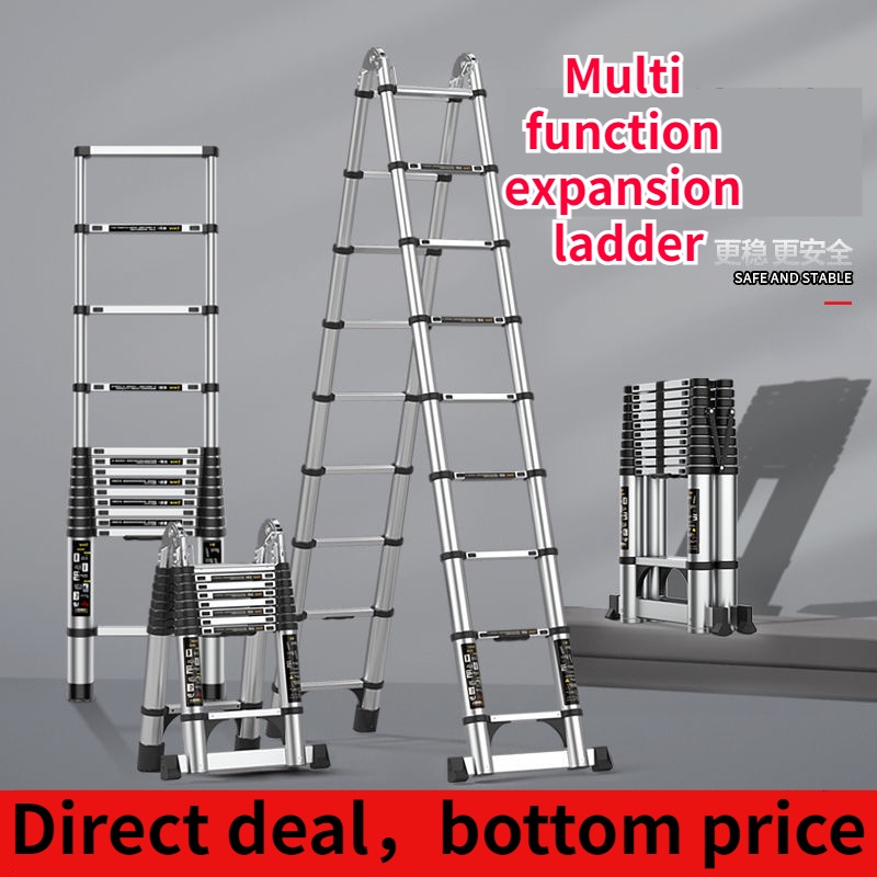 Multifunctional household telescopic thickened folding aluminum alloy ...