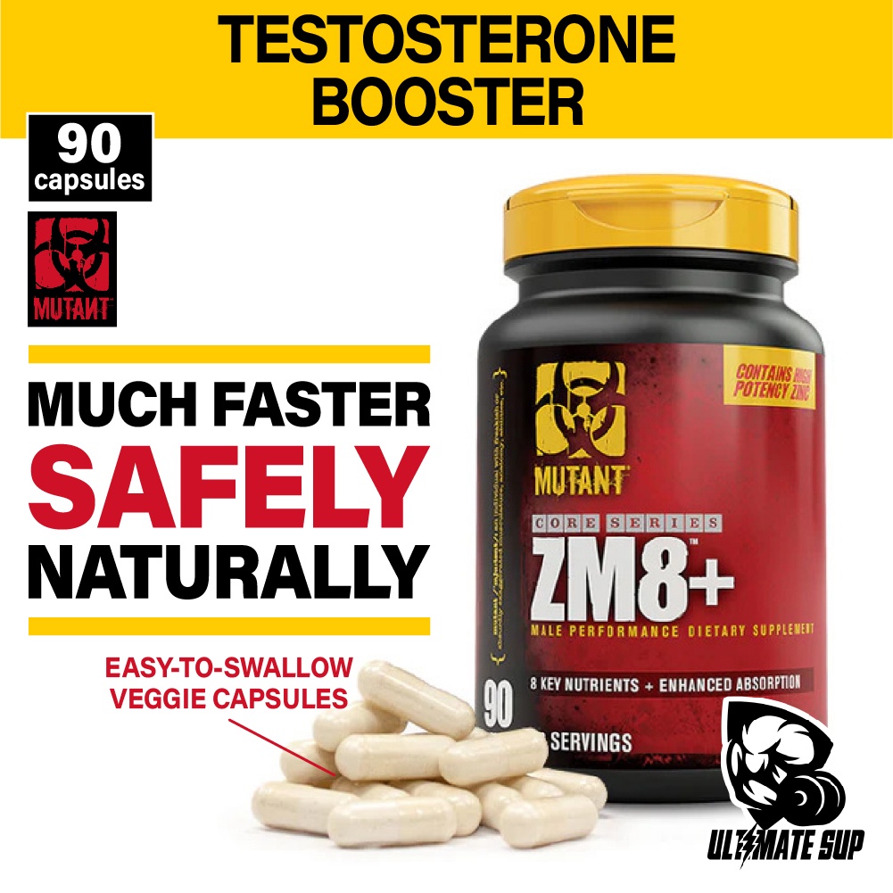 Mutant ZM8+ Testosterone Booster, Strength Supplement, Muscle Recovery ...