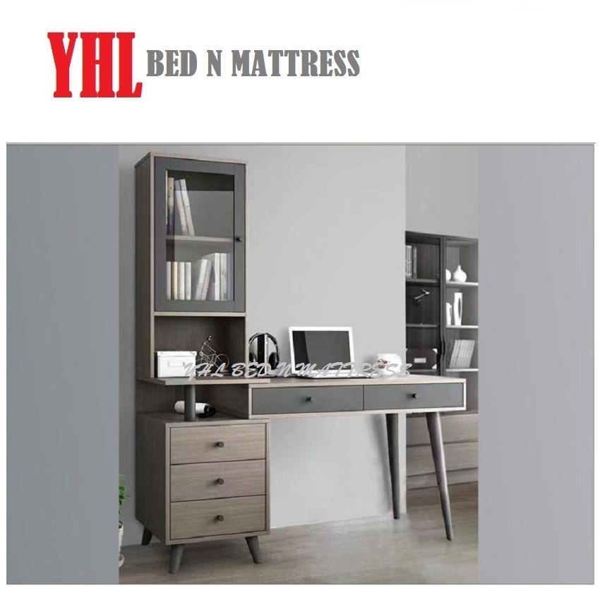 YHL Fans Writing Table / Study Desk With Storage Cabinet / Top Shelf ...