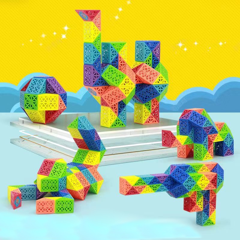 Colorful 24 36 48 60 72 Blocks Rubik's Twist Snake Cube Magic Ruler ...