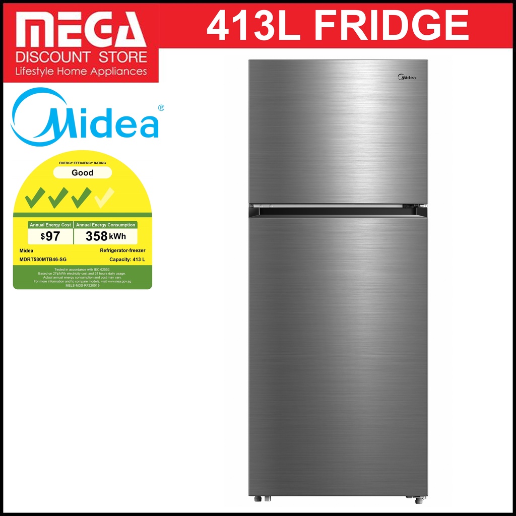 MIDEA MDRT580MTB46-SG 413L 2-DOOR FRIDGE (3 TICKS) (MDRT580MTB ...