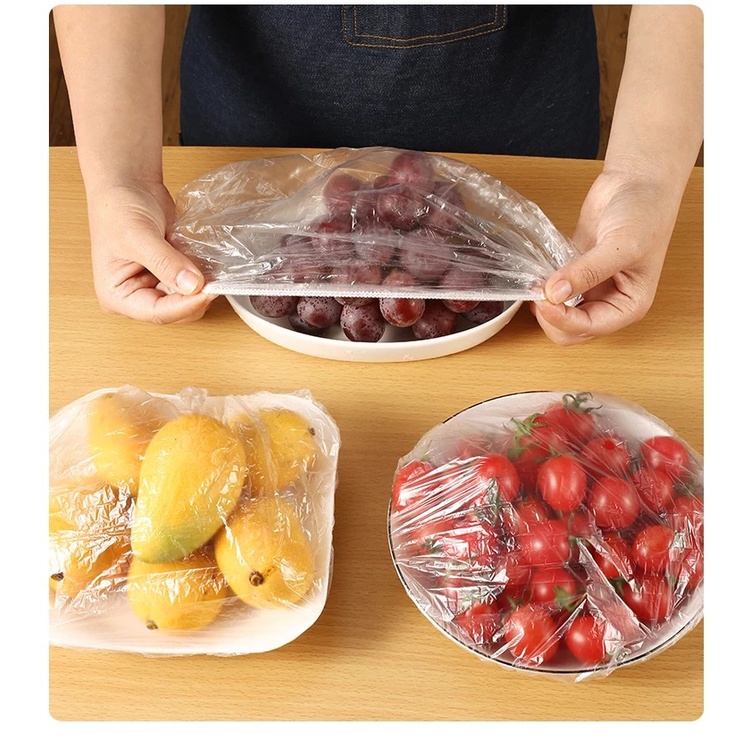 Plastic wrap set 100pcs disposable preservation cover Plastic wrap PE ...