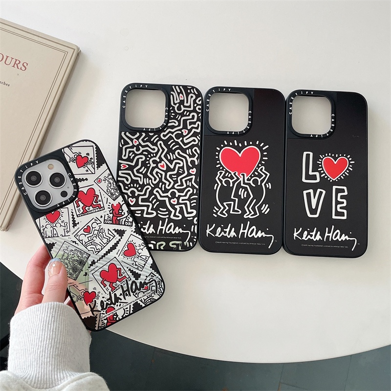 Keith Haring Men Holding Heart Mirror iPhone Case For 14 Pro Max 14 ...