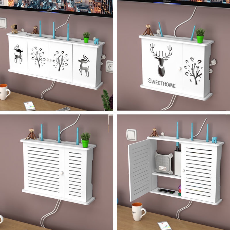 Wireless Router Storage Box Punch-Free WiFi Storage Rack Living Room ...