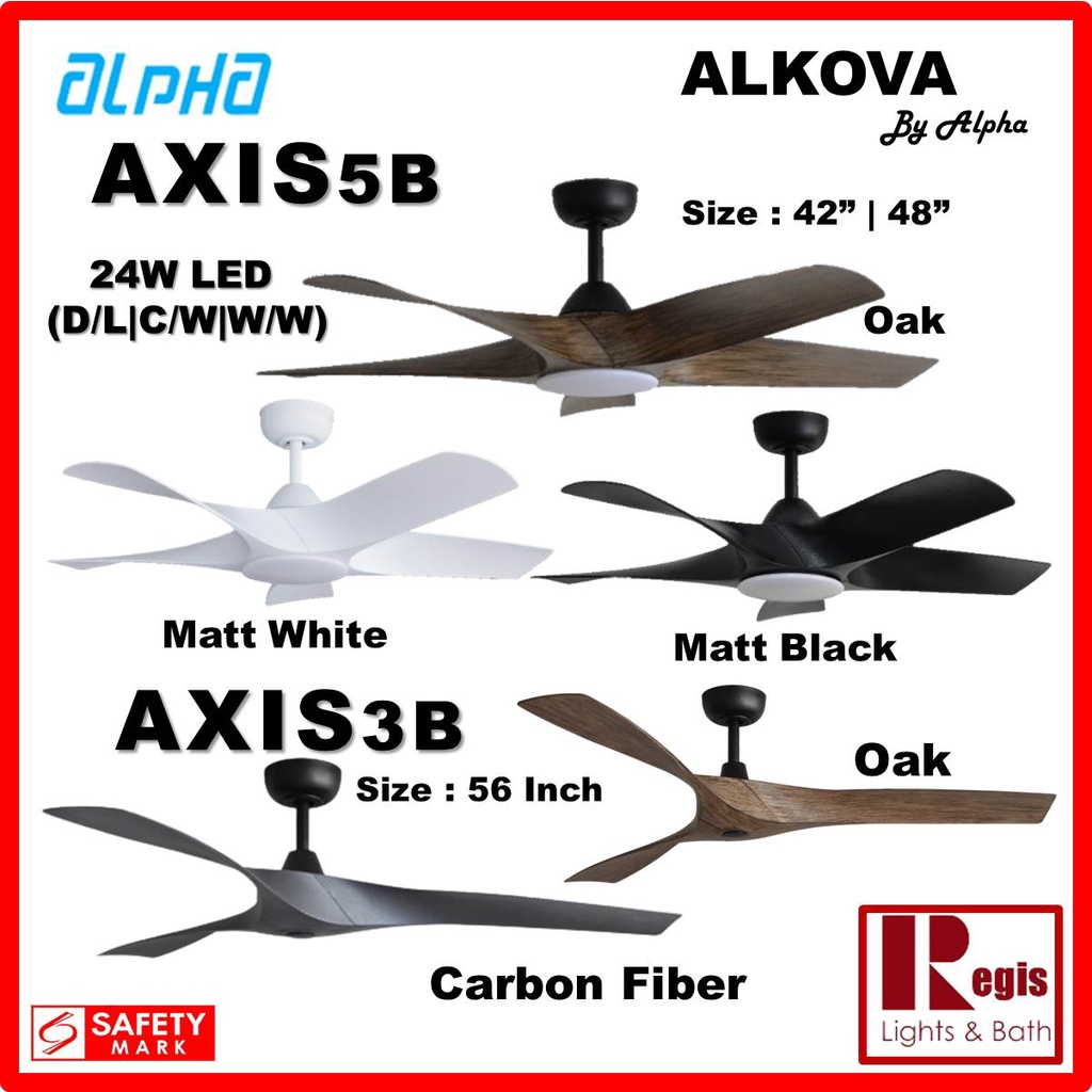 ALPHA ALKOVA AXIS 3B/5B DC Motor Ceiling Fan 8 Speed Led Light Super ...