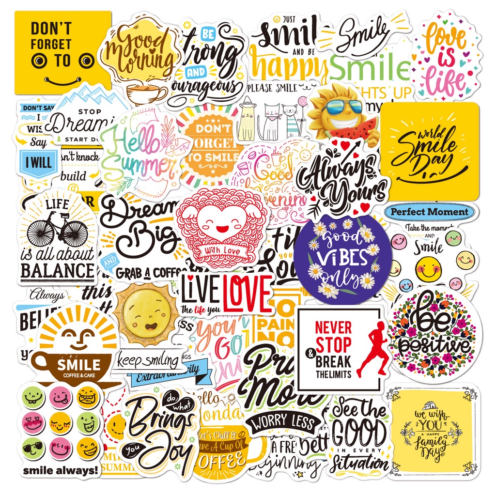 [SG]50/100/200pcs Inspiring quotes Sweet Encouraging Words Sticker PVC ...