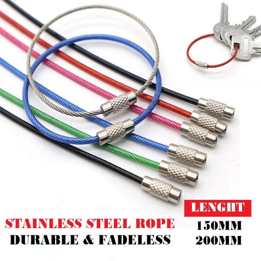 Car Stainless Steel Wire Keychain Ring Key Keyring Circle Rope Cable ...