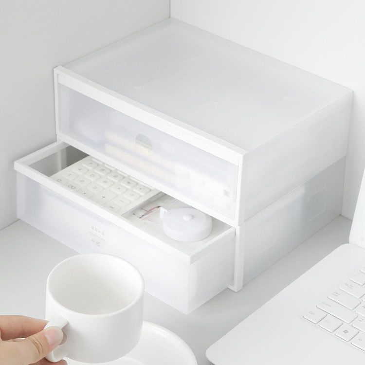 Storage Box Desktop Drawer Dormitory Students Plastic Transparent Ins ...