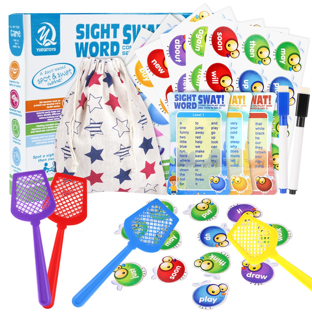 142PCS Sight Word Swat Phonics Game Educational Toy for Age 3-6 Year ...
