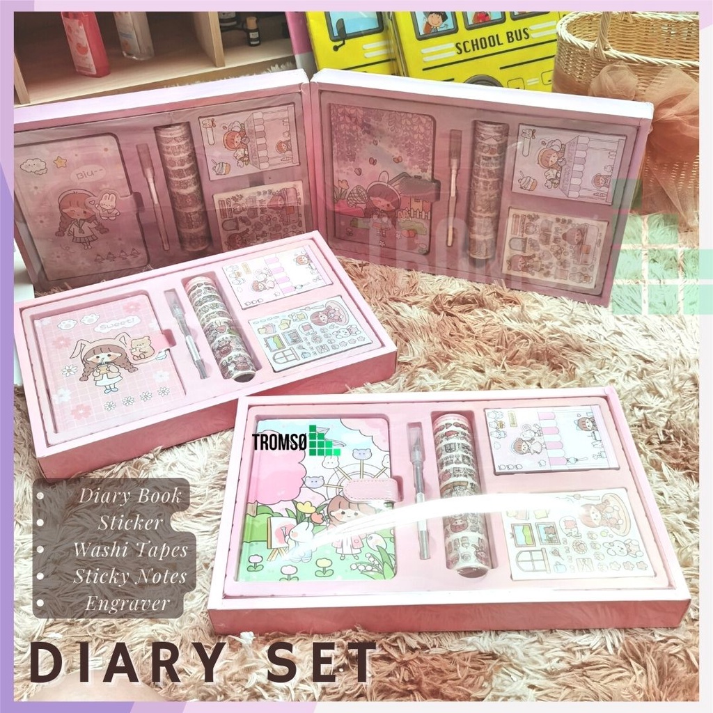 Tromso 5in1 Diary Set / Gift Set / Diary for girls (Diary Book, Sticker ...