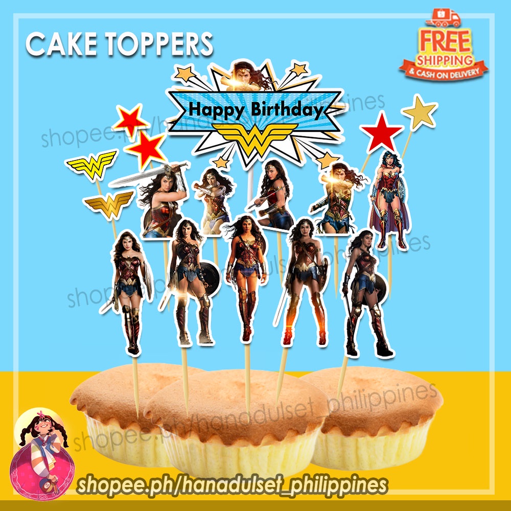 Wonder Woman Topper | Cake Topper | Wonder Woman cup cake toppers | Set ...