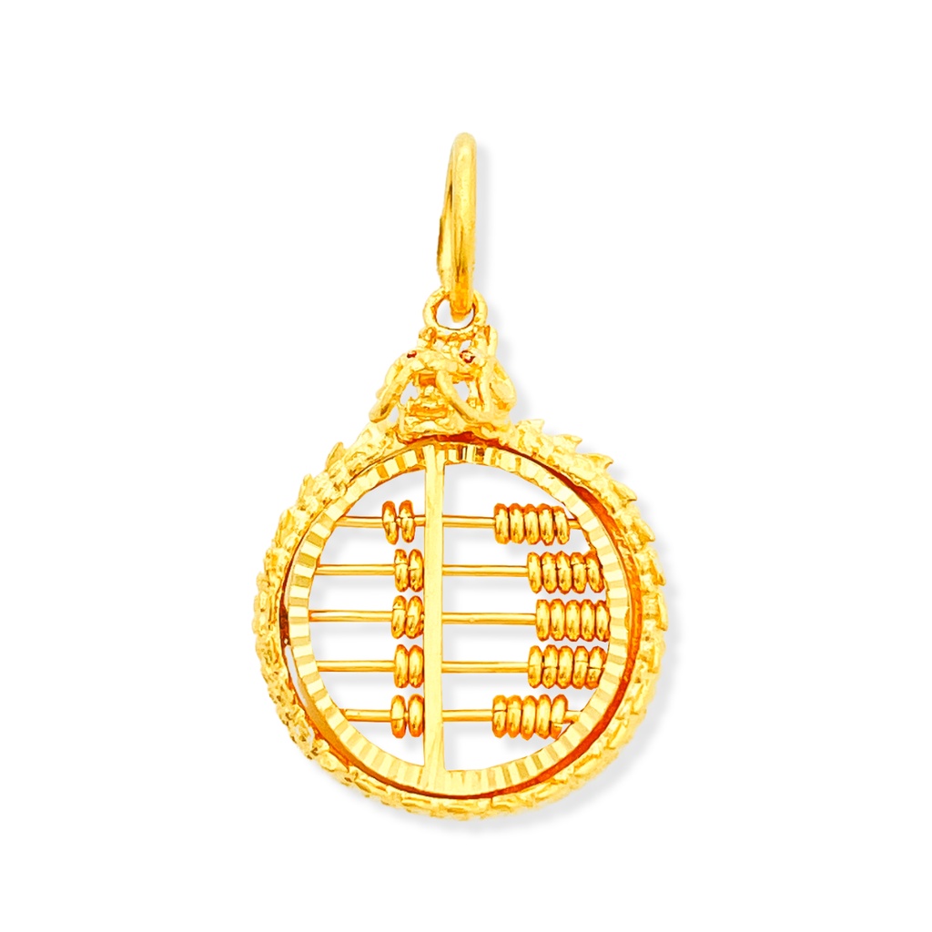 Top Cash Jewellery 916 Gold Round Dragon Abacus Pendant | Shopee Singapore