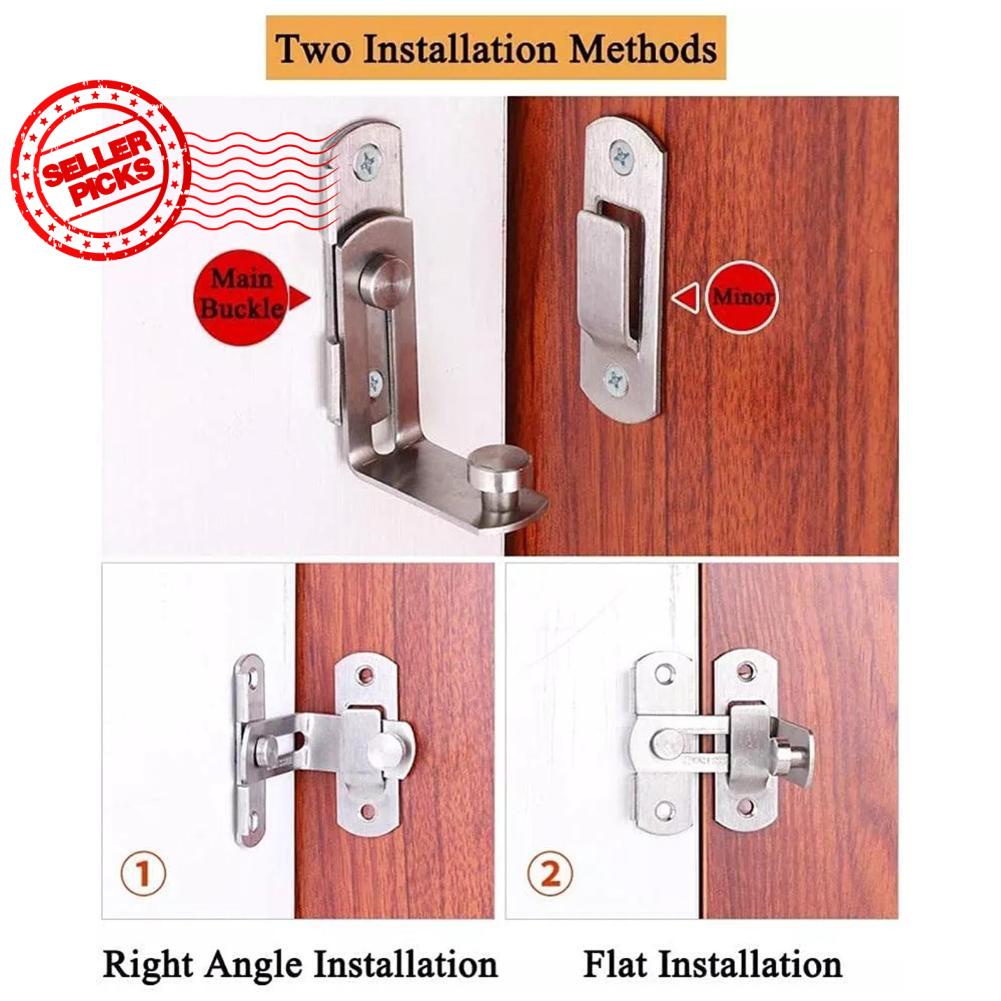 90 Degree L Shape Stainless Steel Latch Safety Right Sliding Lock Door ...