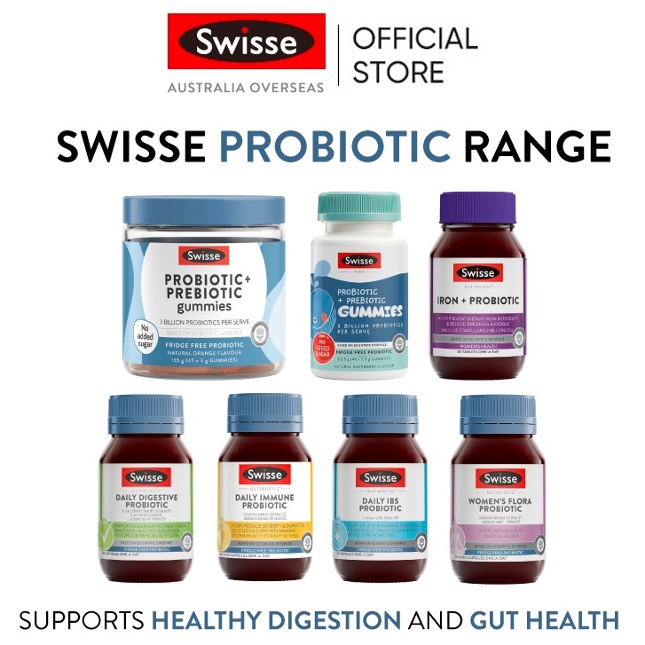 Swisse Daily Digestive Health Probiotic Range Suppement (IBS, Immune ...