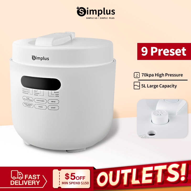Simplus Electric Pressure Cooker 5L Rice Cooker 900w 24h Delay Timer ...
