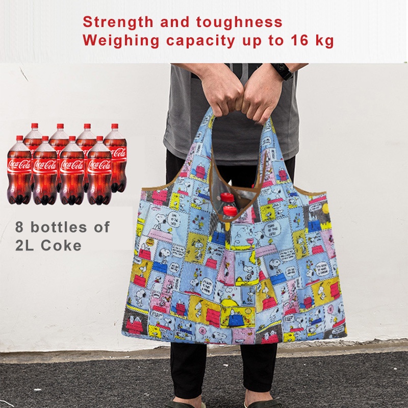Foldable Recycling Bag Cute Cartoon Snoopy Can Bear 20kg Waterproof ...