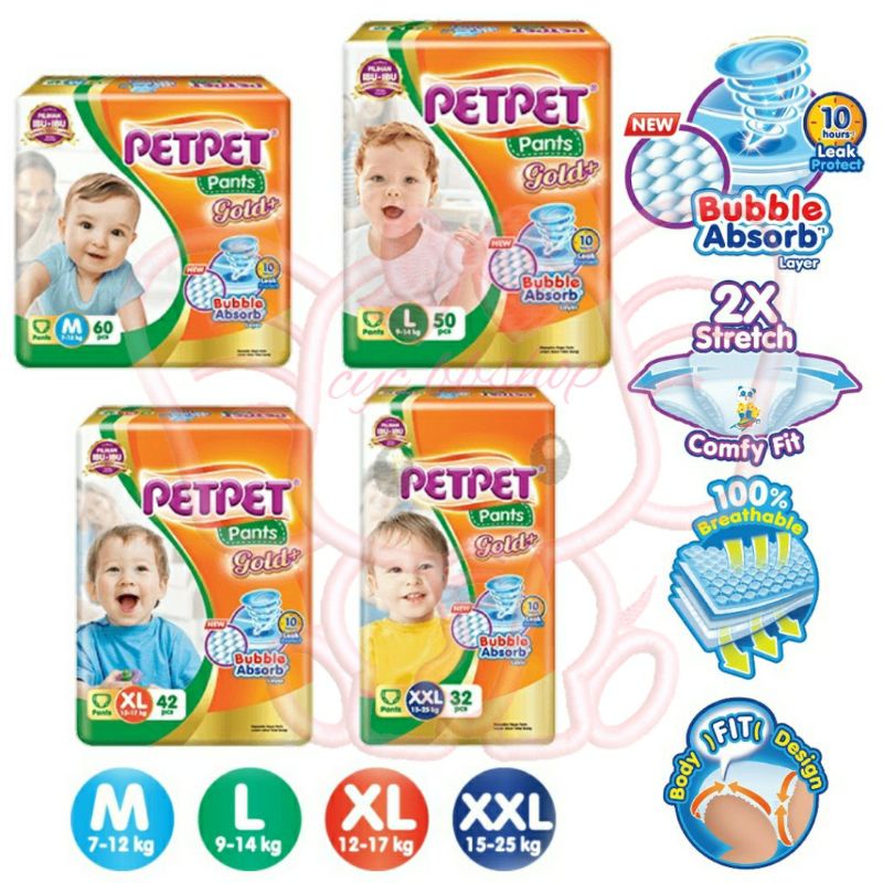 PETPET GOLD+ PANTS (M48 /L40/XL32/XXL32) 2packs | Shopee Singapore