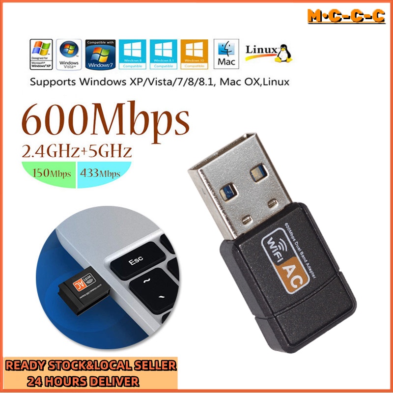 USB Wifi Adapter 600Mbps Wireless Ethernet Network Card Adapter Dongle ...