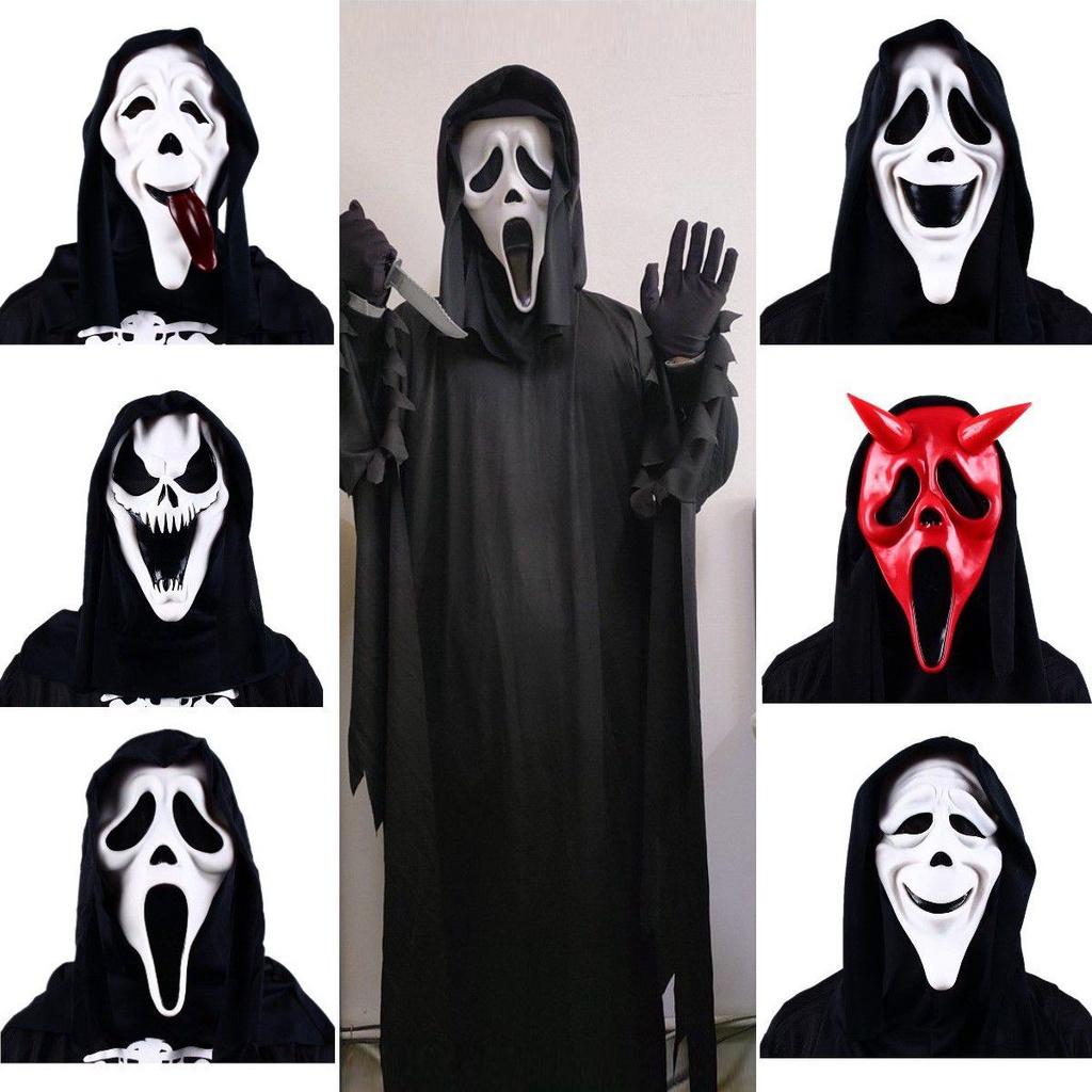 Halloween Adult Scream Suit Mask Ghost Face Cosplay Halloween Dress ...