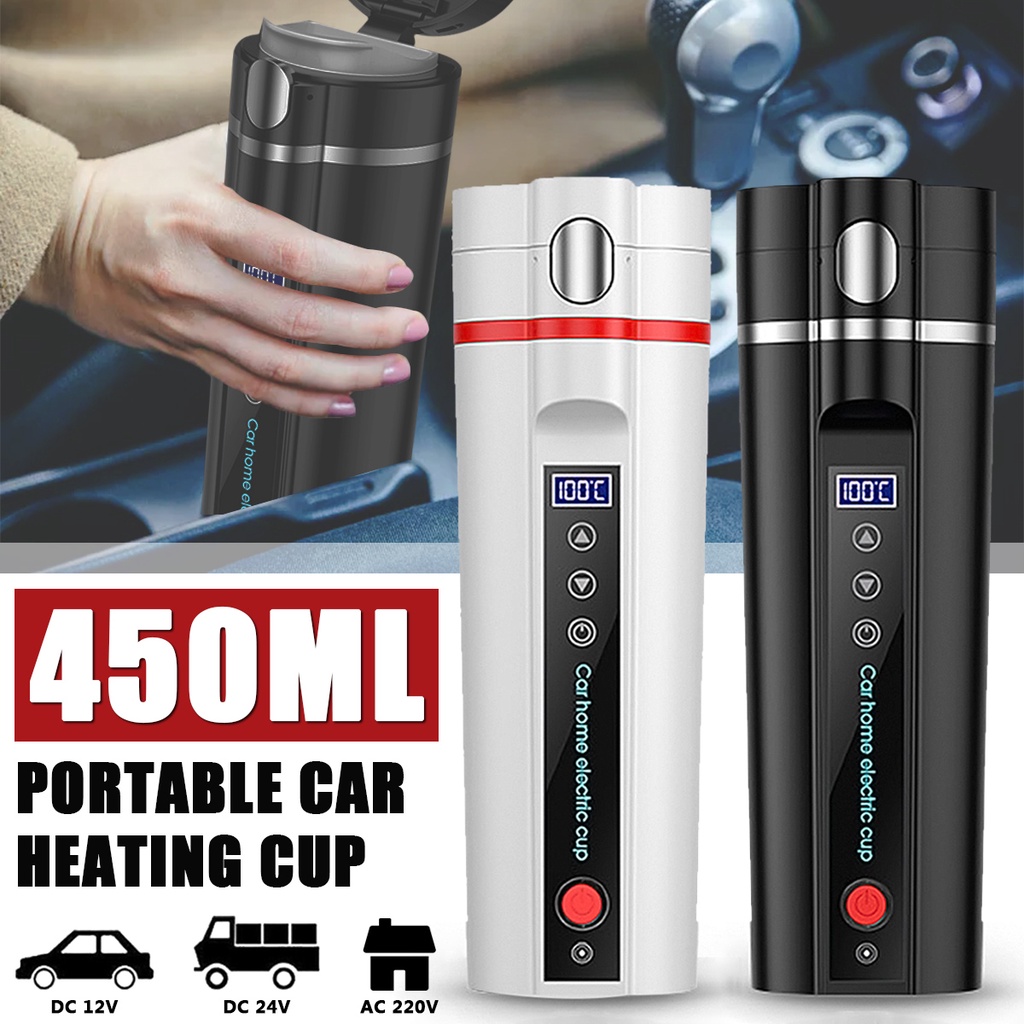 Portable Car Heating Cup 24V/12V 220V Electric Heat Water Cup LCD ...