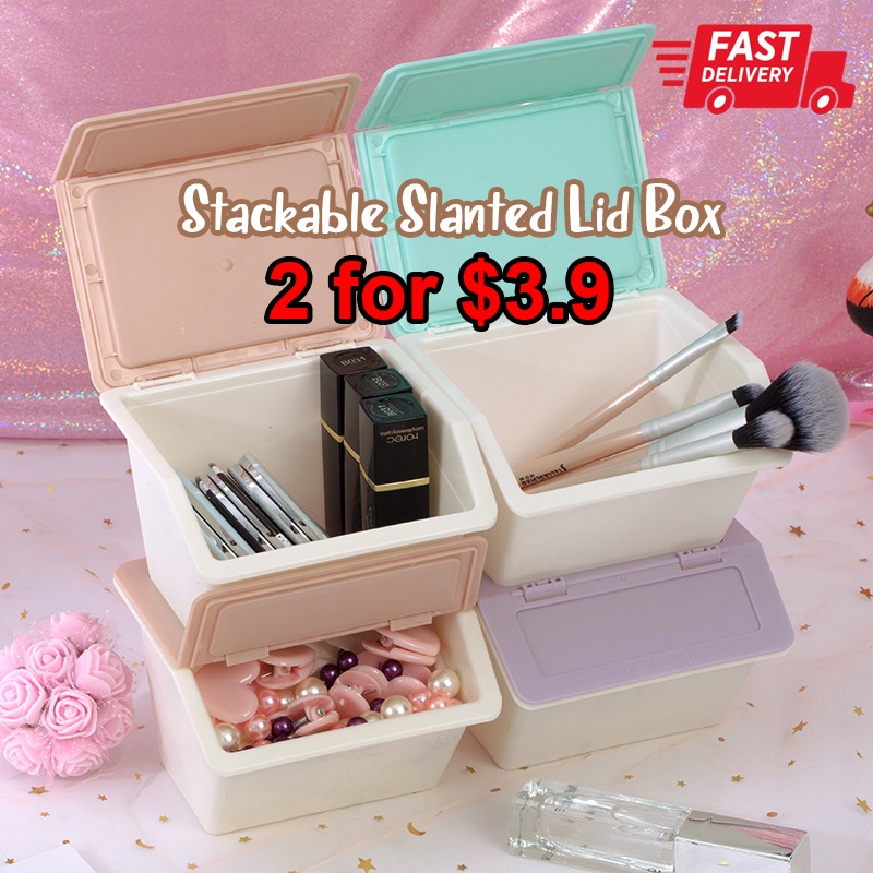 [Ready Stock] Cosmetic Beauty Makeup Stackable Desk Storage Box With ...