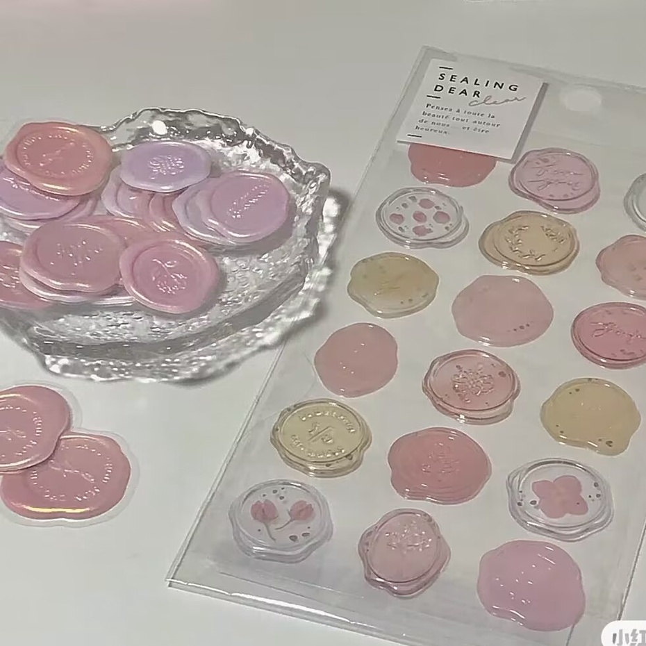 Ohaya 丨 Cherry Blossom Transparent Lacquer Sticker diy Handbook Card Postcard Wedding Invitation ...