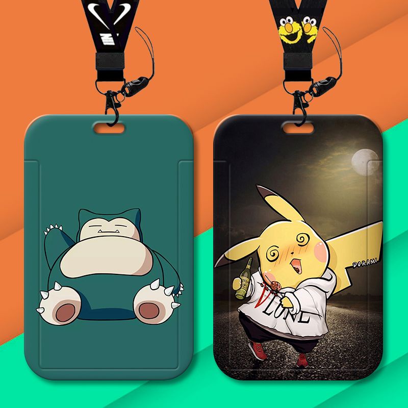 Anime Cartoon Pikachu Pokemon Student School ID Card Long Lanyard Neck ...