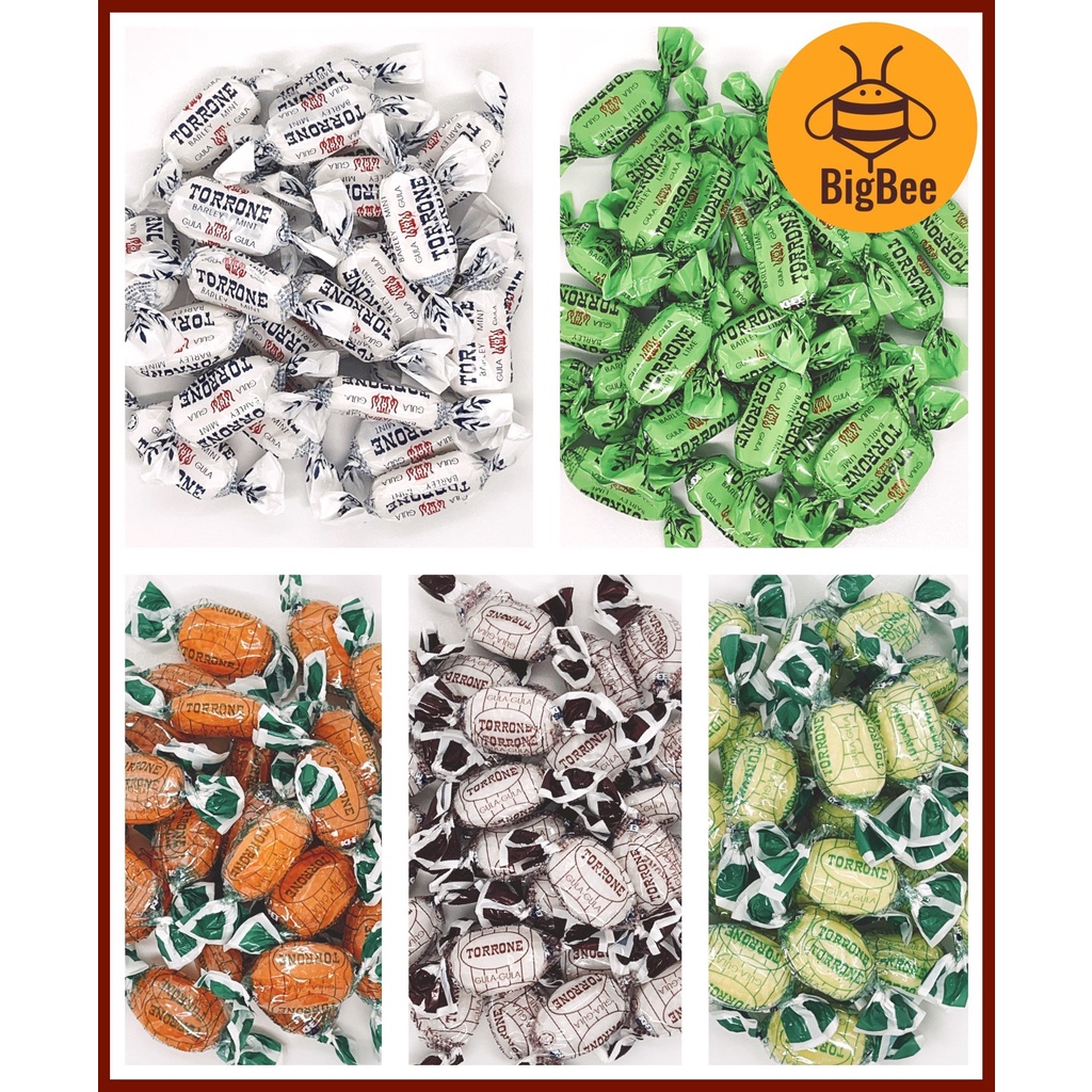 Torrone Assorted Flavour Candy - 200g / 500g (pkt) Barley Mint/Barley Lime/Top Orange/Choco Mint ...