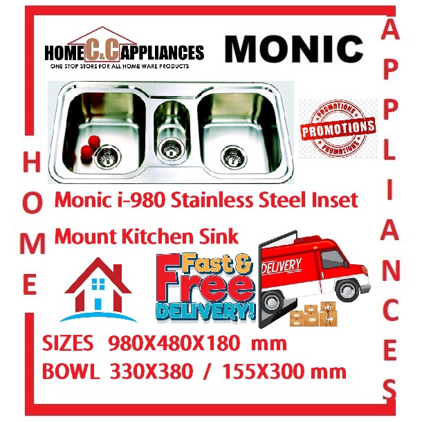 Monic i-980 Stainless Steel Inset Mount Kitchen Sink | Shopee Singapore