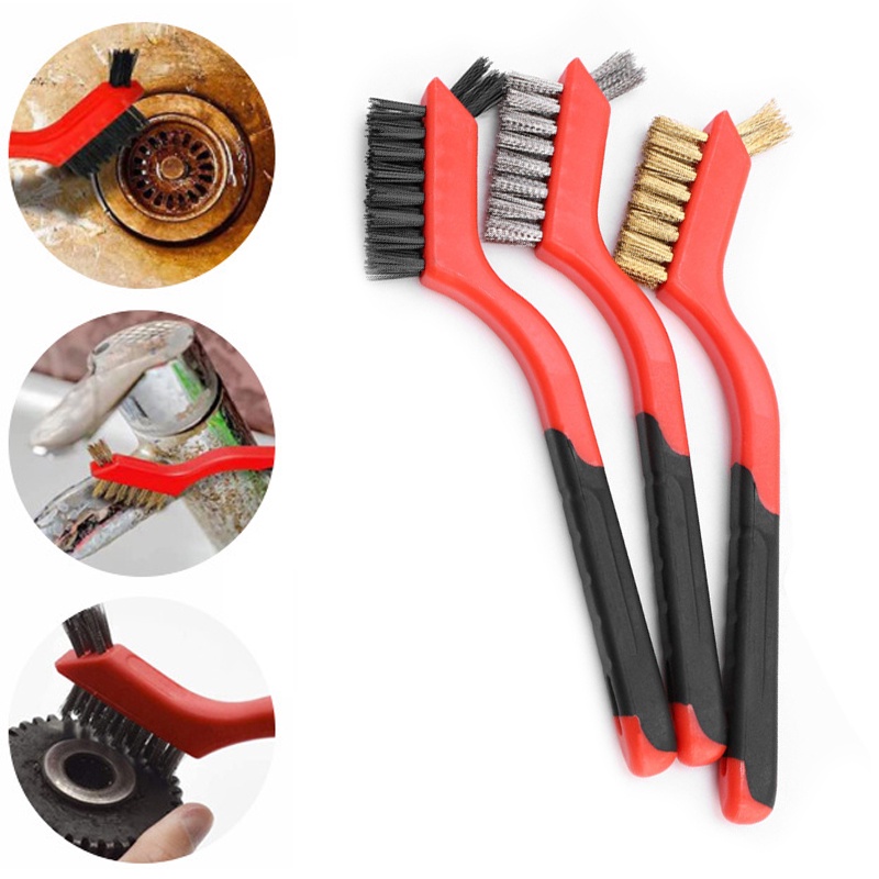 1pcs Wire Brush Hand Set Rust Removal Nylon Steel Brass Brushes Clean ...