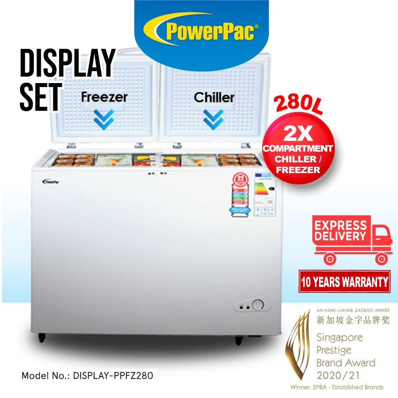 PowerPac DISPLAY SET Chest Freezer 2 Door CFC Free, Chiller & Freezer ...