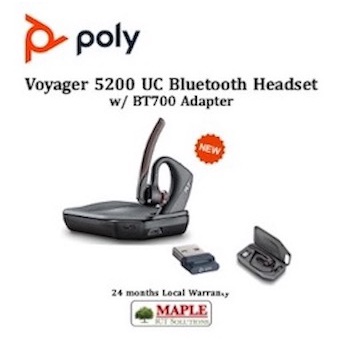 Plantronics VOYAGER 5200 UC Bluetooth Headset w/ BT 700 & Charging Case ...