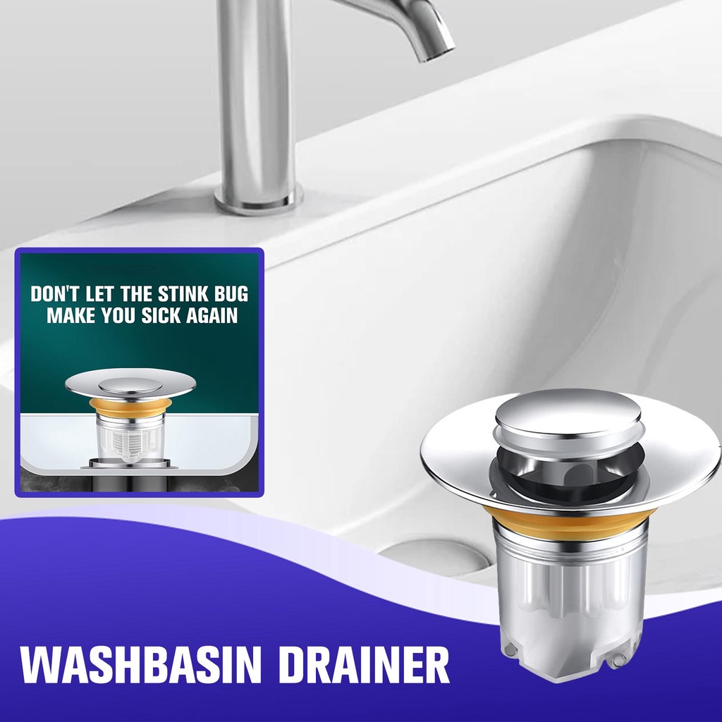 Universal Stainless Steel Basin Pop-Up Bounce Core Stopper Bathroom ...