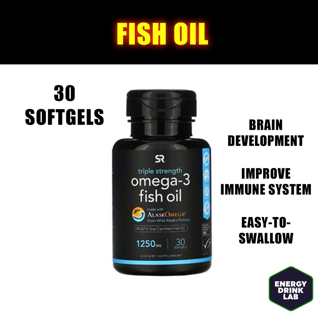 Sports Research Omega-3 Fish Oil Triple Strength 1250 mg 30 caps ...
