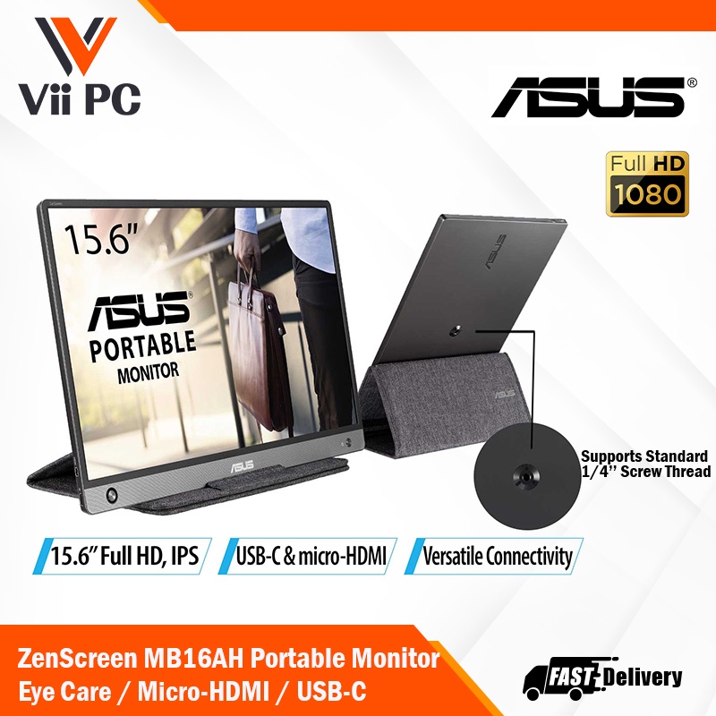 ASUS ZenScreen MB16AH Portable USB Monitor- 15.6 inch, IPS, Full HD ...