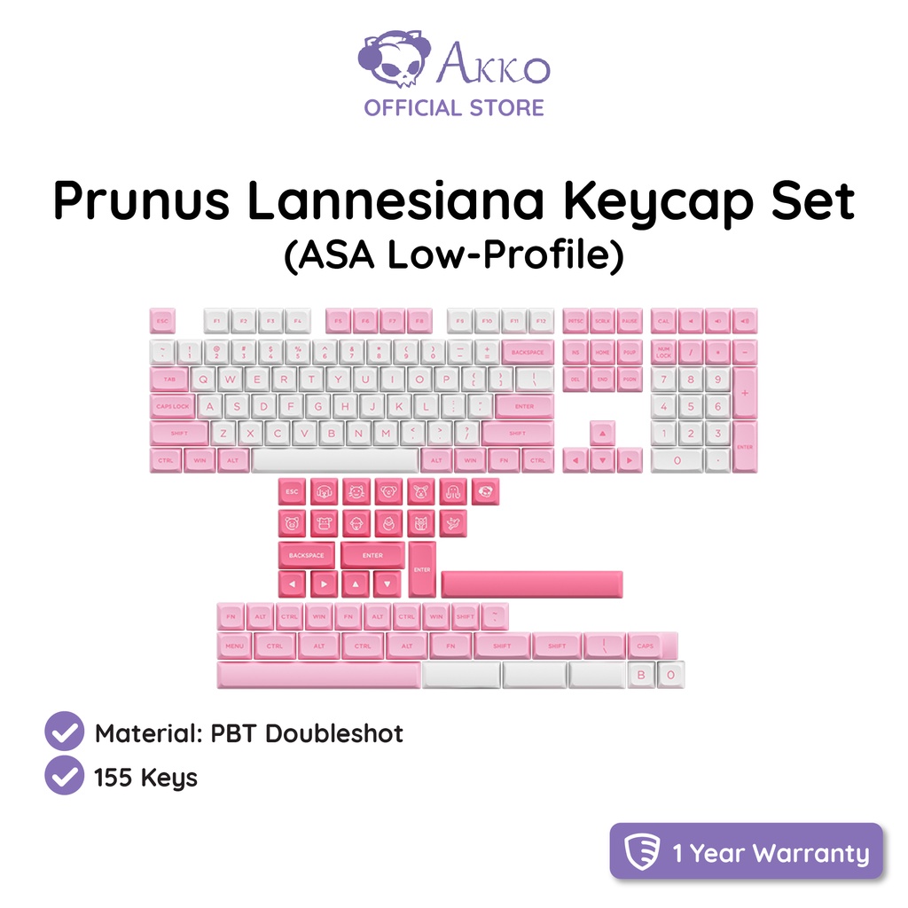 AKKO Prunus Lannesiana Keycap Set - ASA Low Profile (155-key) | Shopee ...