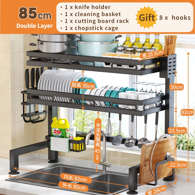 Kitchen Sink Shelf Sink Dish Rack Kitchen Storage Rack Dish Drain Rack ...