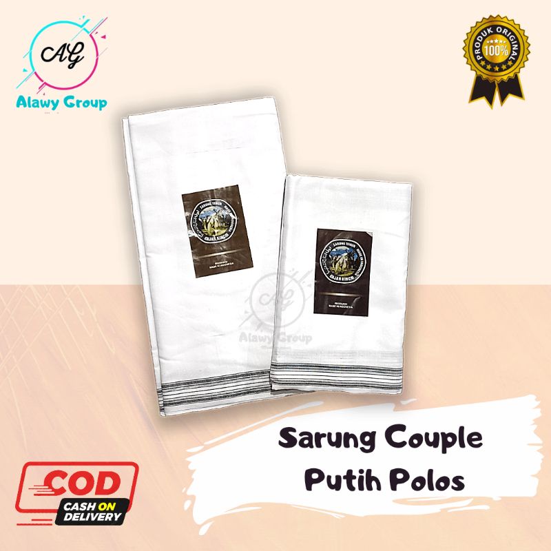 PUTIH Plain White Sarong, Soft Couple Uniform Set for Adults and ...