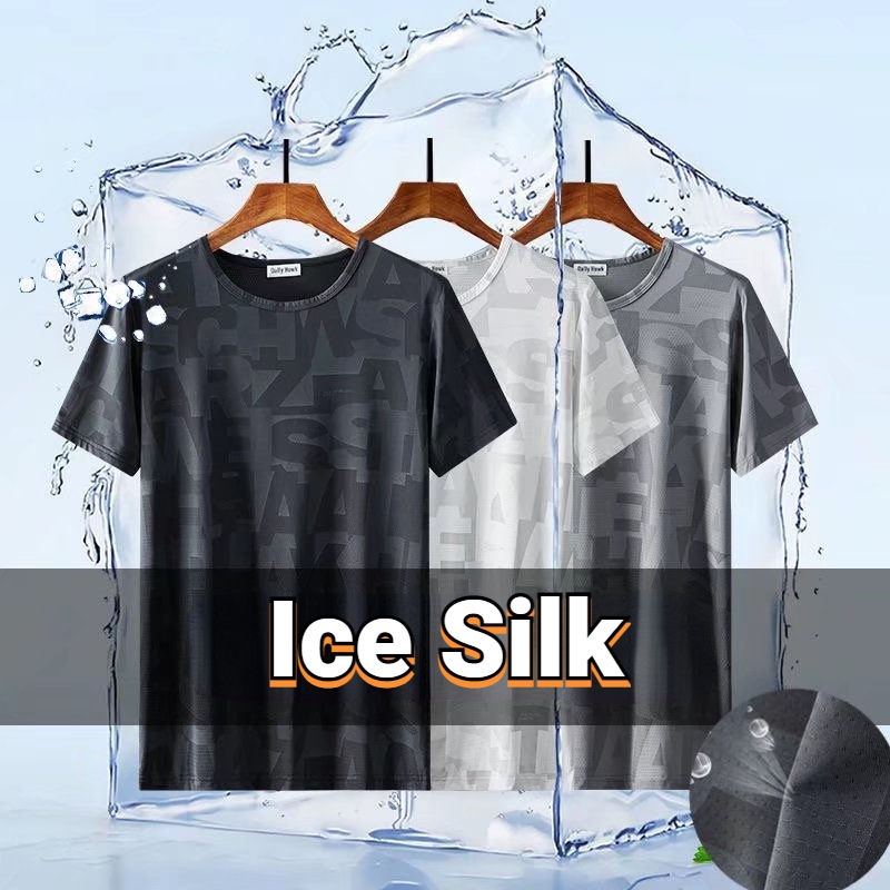 Ice Silk Mesh Short-sleeved T-shirt Men's Casual Sports T-shirt Fitness ...