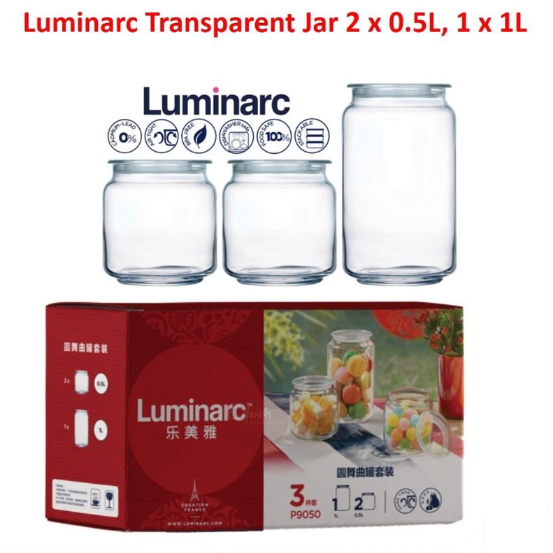 Luminarc 3 Pcs Rondo Jar Set / Clear Edition / Pot Swing Round Canister ...