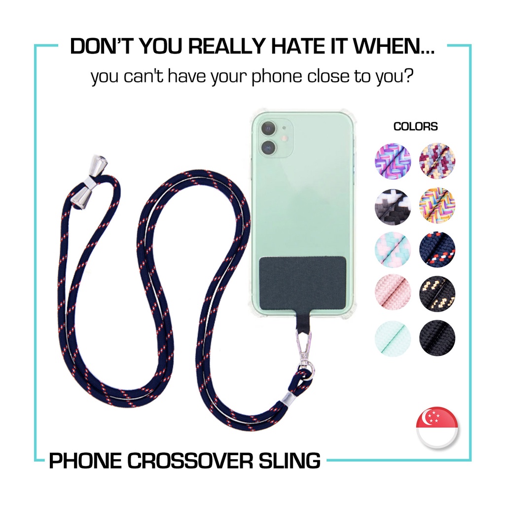 [SG] Phone Crossbody Sling Lanyard Adjustable Length, 12 colours. Hands ...