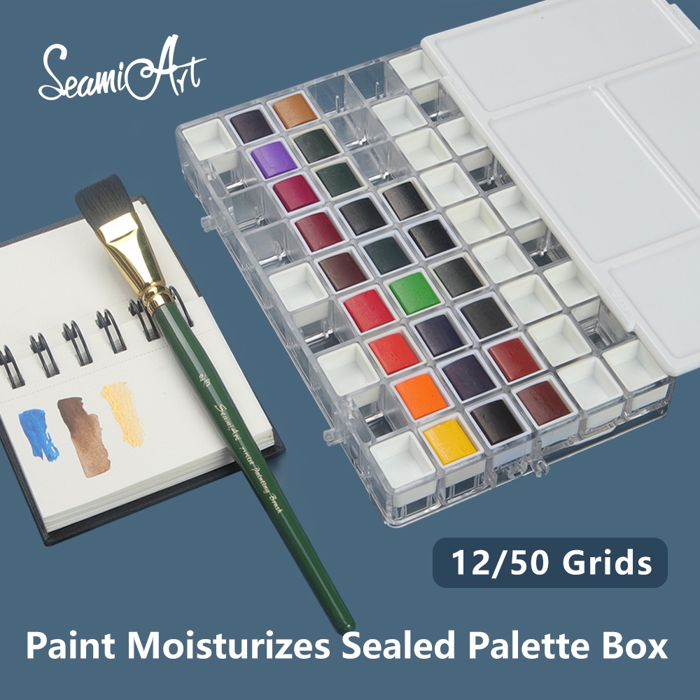 SeamiArt 12/24/36/50 Grids Sealed MoIst Painting Box with Half Pans For ...